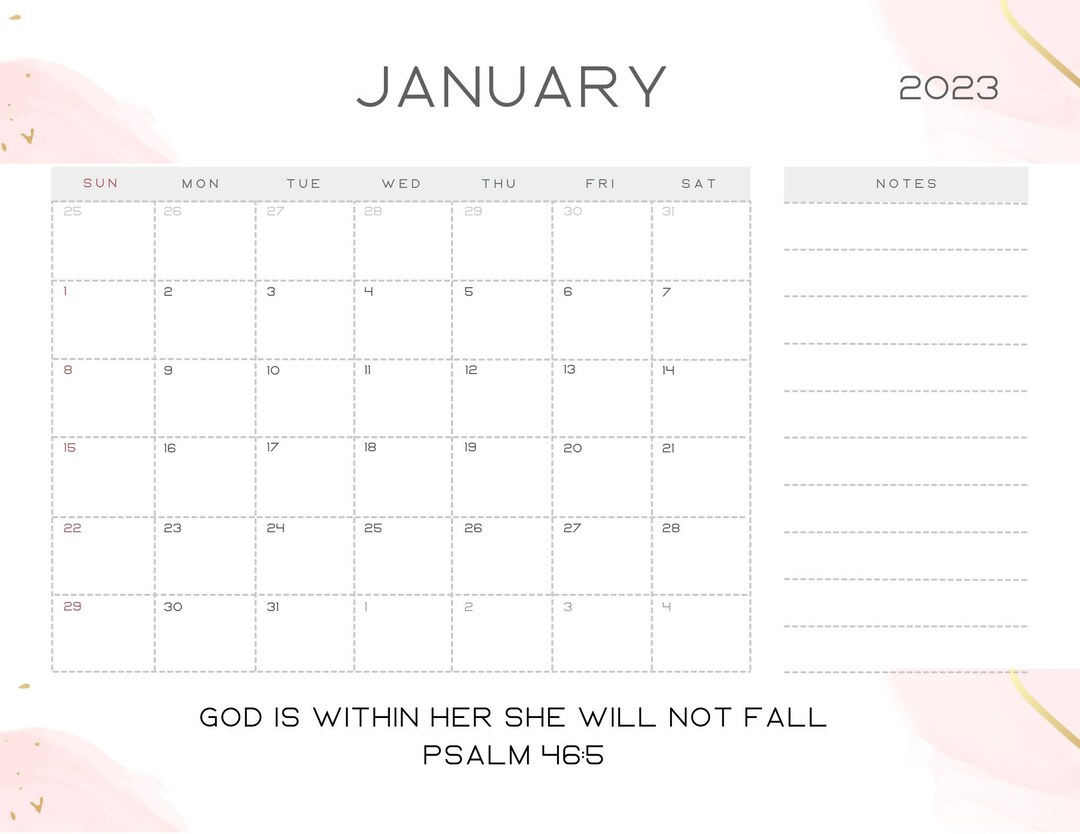 2023 Calendar Monthly Calendar With Scripture. - Etsy