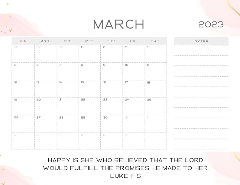 2023 Calendar Monthly Calendar With Scripture. - Etsy