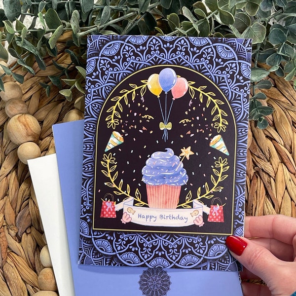 Birthday Card Purple - Etsy