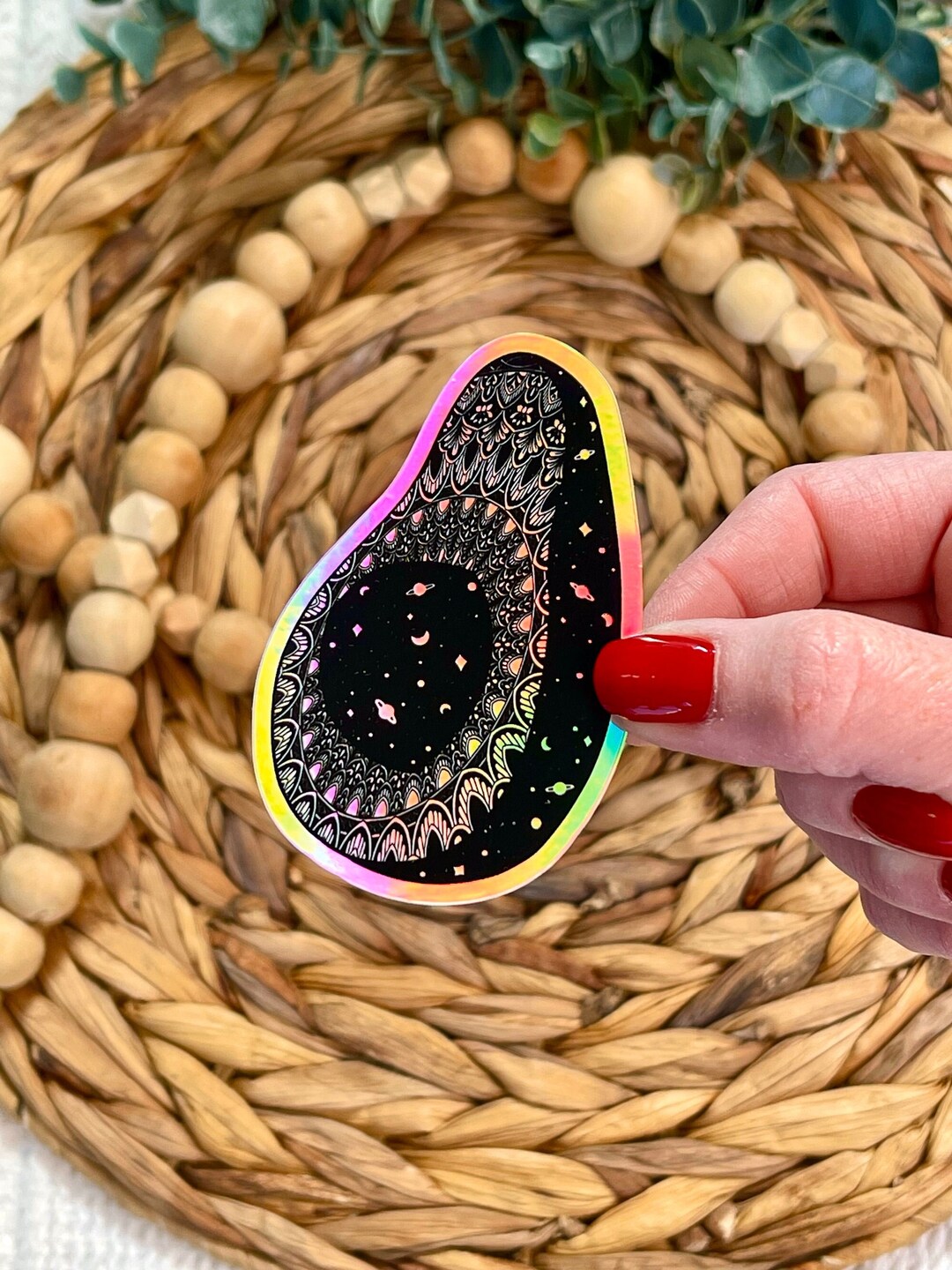 Holographic Avocado Sticker, Holy Guacamole Sticker, Holo Avocado Vinyl ...