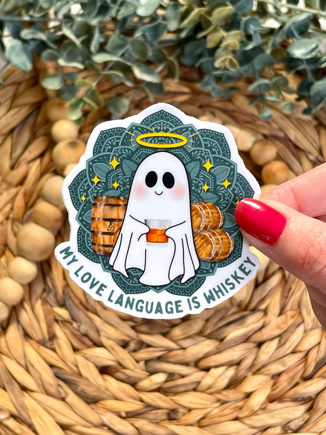 My Love Language is Whiskey, Whiskey Ghost Decal, Old Fashioned Sticker ...
