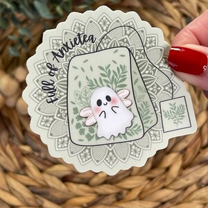 Cute Ghost Anxietea Sticker Fueled by Anxiety A Cup of - Etsy