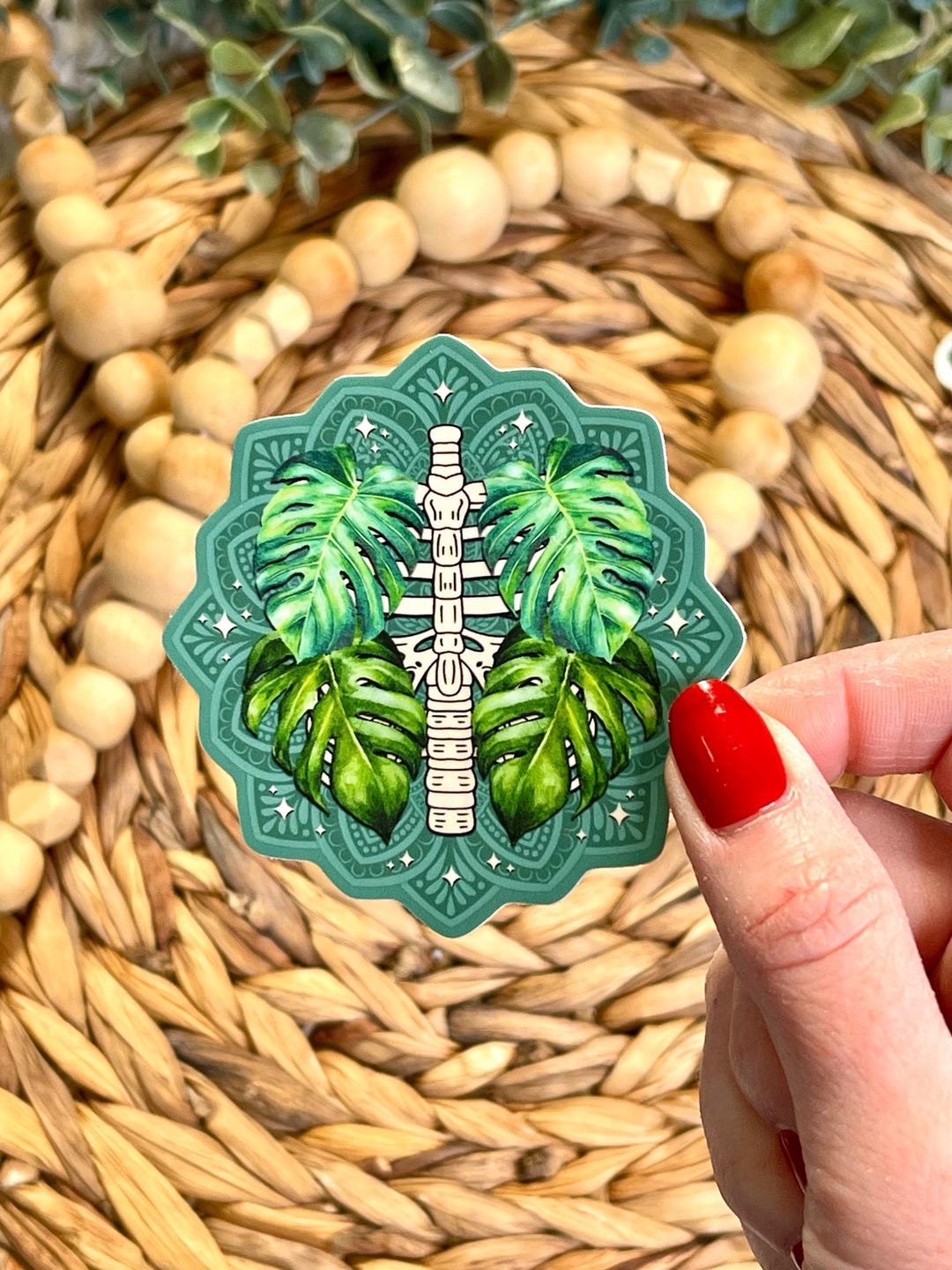 Monstera Leaf Skeleton Waterproof Sticker - Plant Lover Gift - Etsy