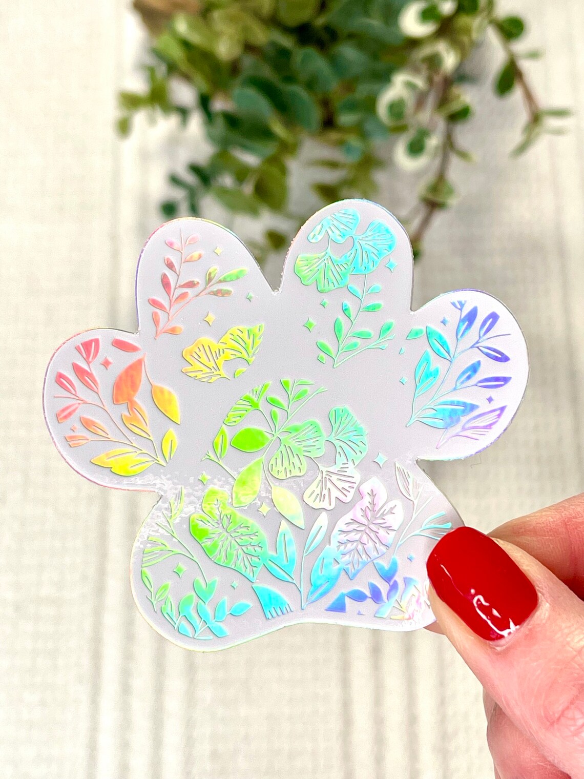 Holographic Paw Print Sticker Floral Dog Paw Stickers Dog - Etsy