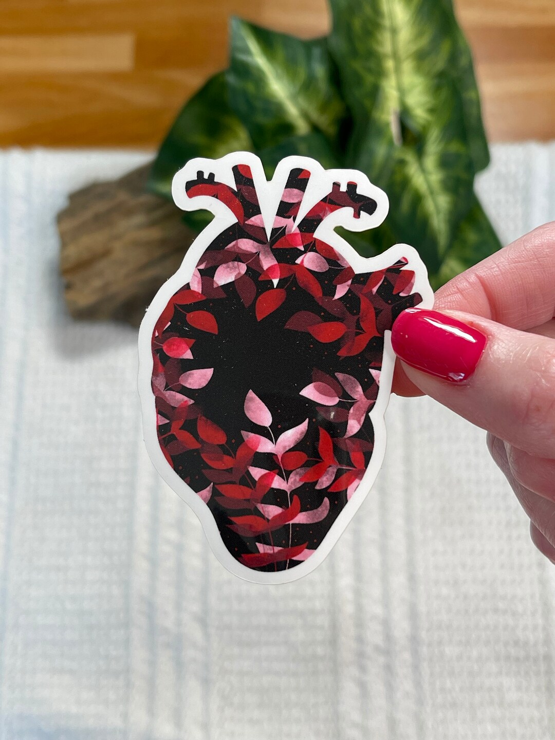 Anatomical Heart Vinyl Sticker, Floral Heart Sticker, Floral Anatomical ...