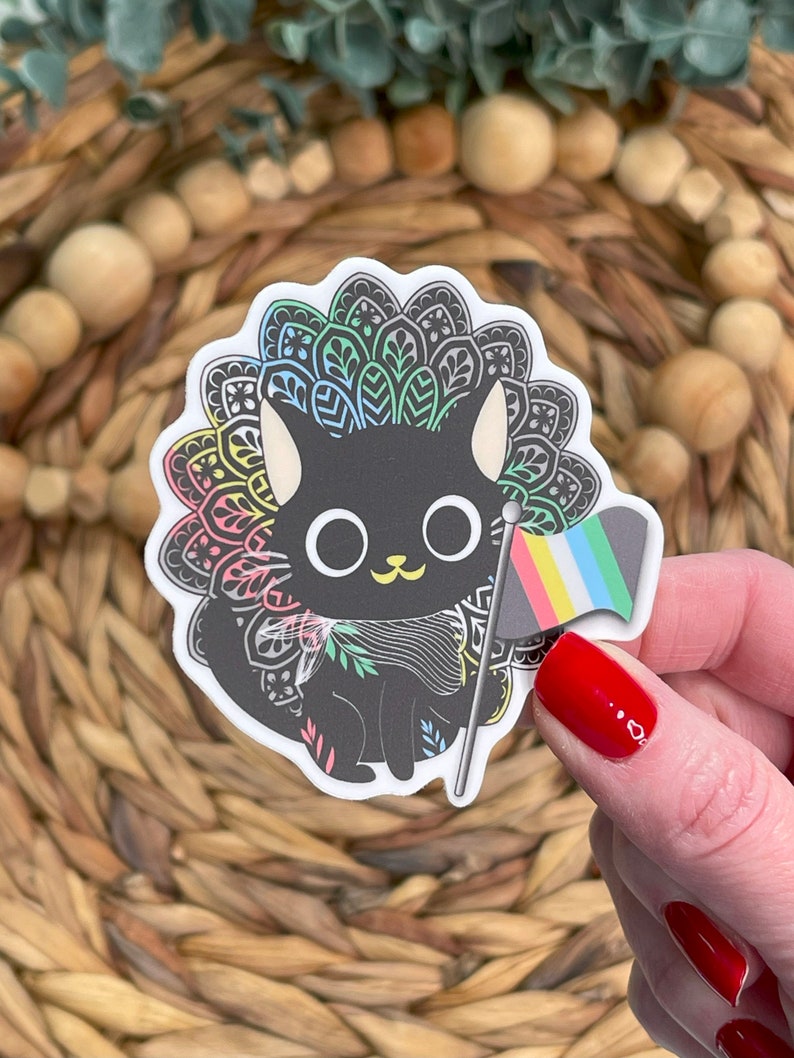 Disability Pride Flag Sticker, Inclusion Cat Sticker, Accessibility ...