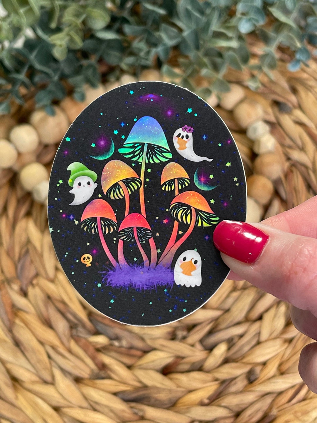 Holographic Mushroom Vinyl Sticker, Shroomy Holo Stickers, Trippy Magic ...