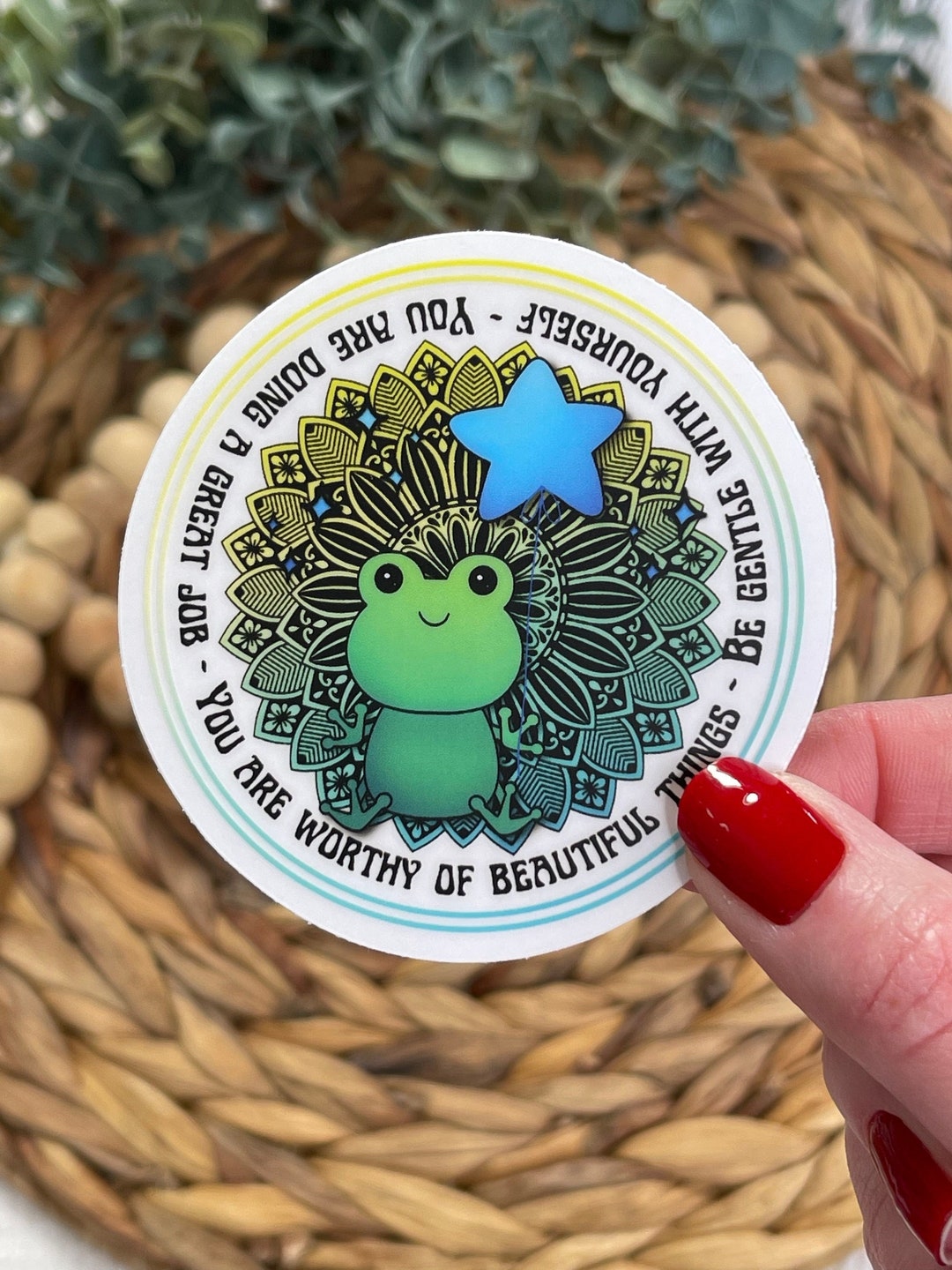 Cute Frog Positive Sticker, Gentle Reminders Sticker, Youre Doing A Job ...