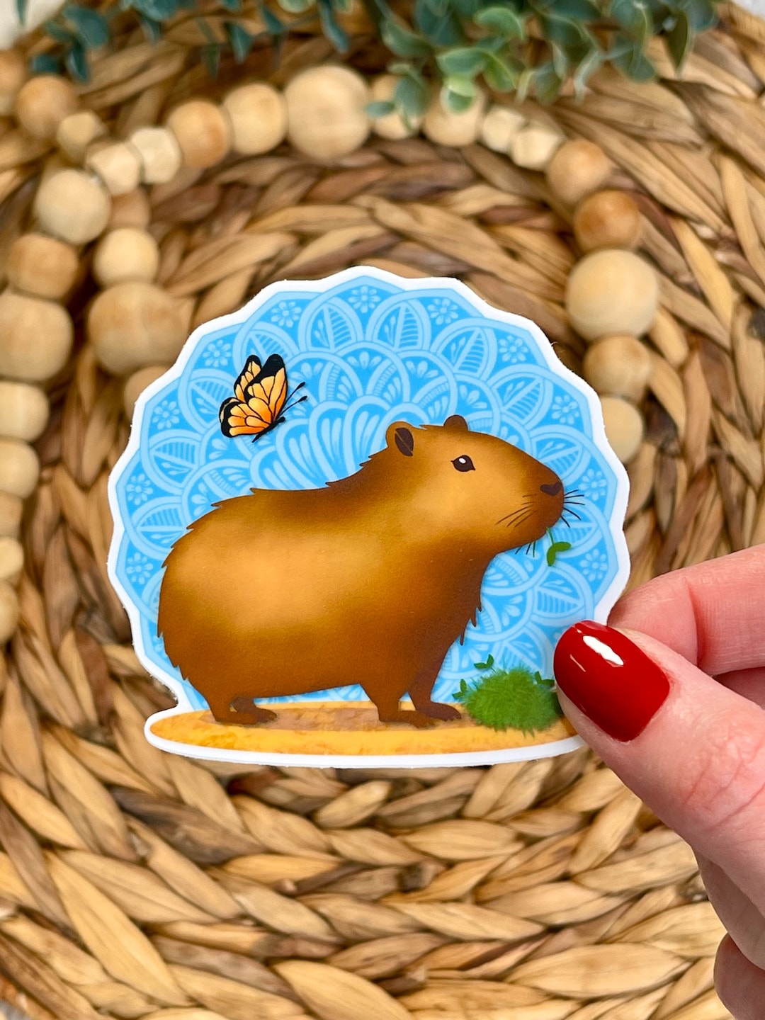 Cute Capybara Sticker, Capybara Lovers Bumper Vinyl Sticker, Hanging ...
