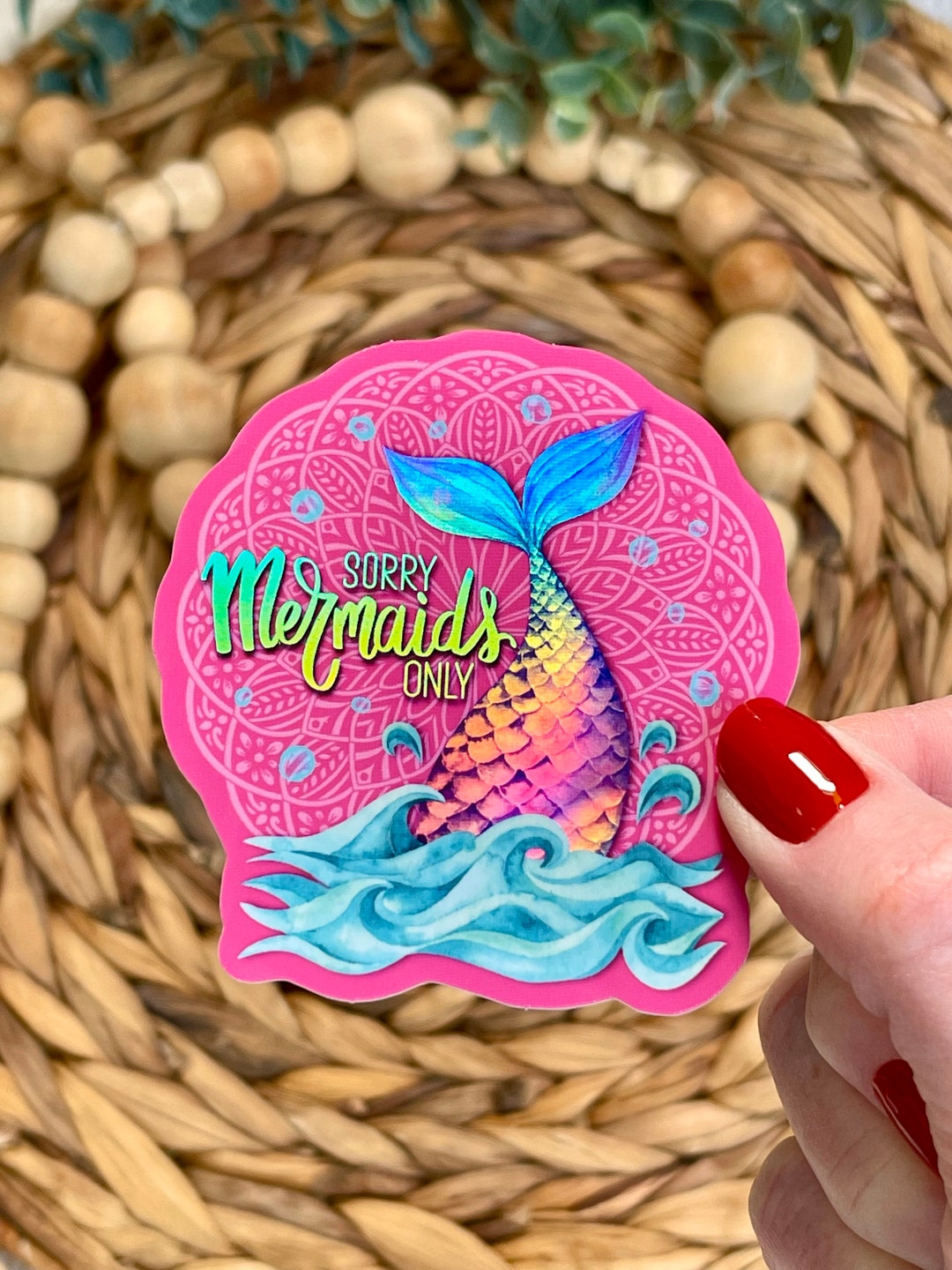 Mermaids Only Holographic Sticker, Mermaid Quote, Watercolor Mermaid ...