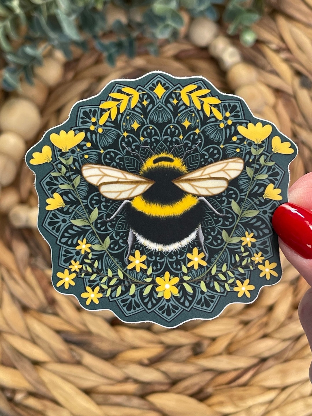 Bumblebee Floral Sticker, Pollinators Sticker, Honey Bee Sticker ...
