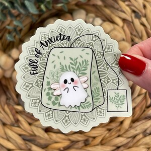 Cute Ghost Anxietea Sticker Fueled by Anxiety A Cup of - Etsy