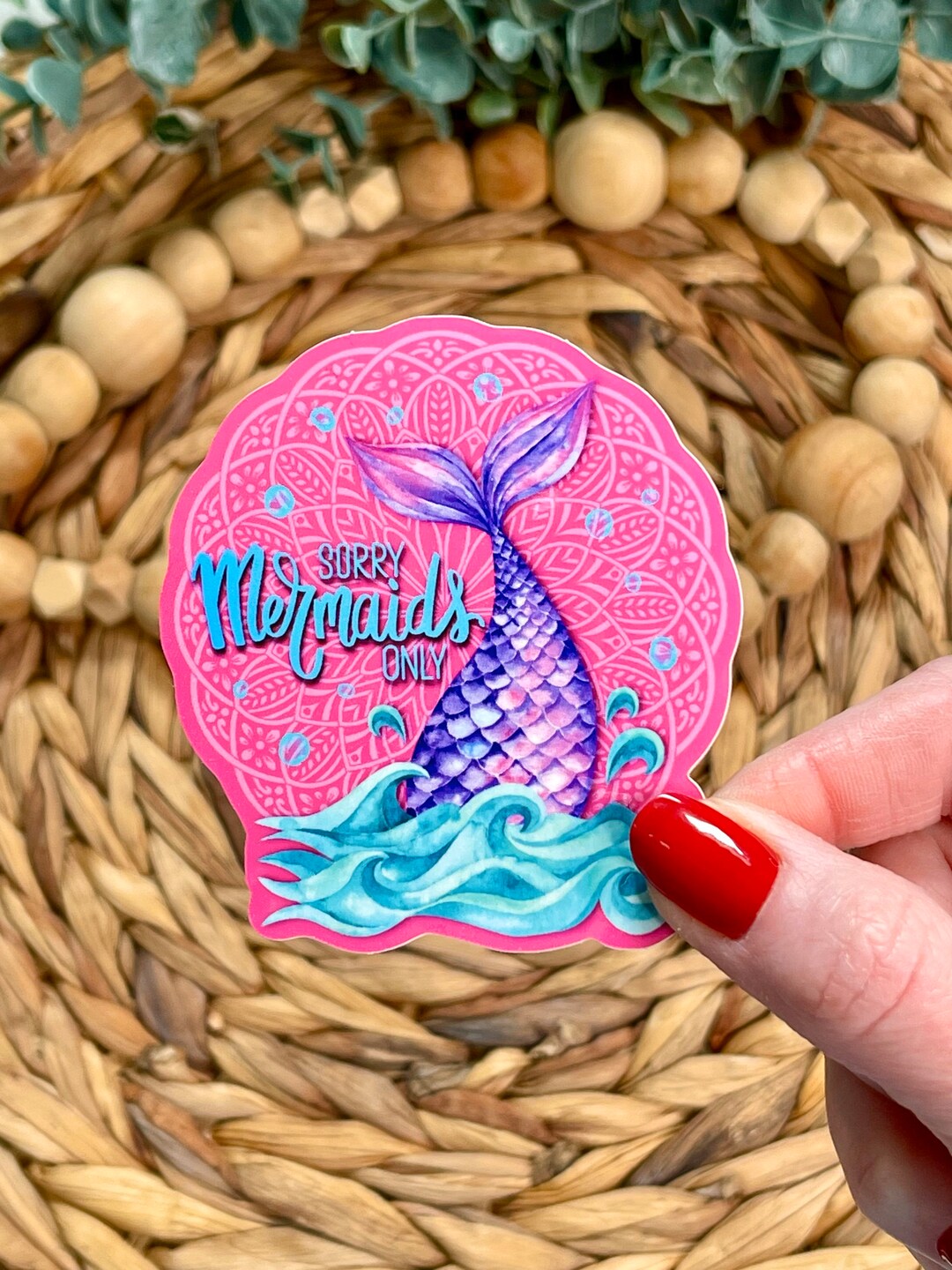 Mermaids Only Sticker, Mermaid Quote, Watercolor Mermaid Tail Sticker ...