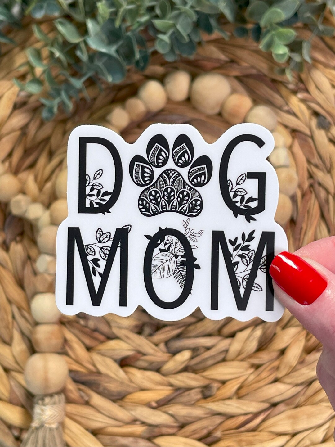 Floral Dog Mom Vinyl Sticker, Fur Mom Sticker, Chic Dog Gift, Paw Print ...