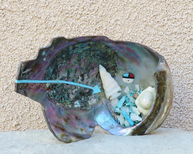 Zuni Fetish-native American Animal Carving-large ABALONE SHELL Bear ...