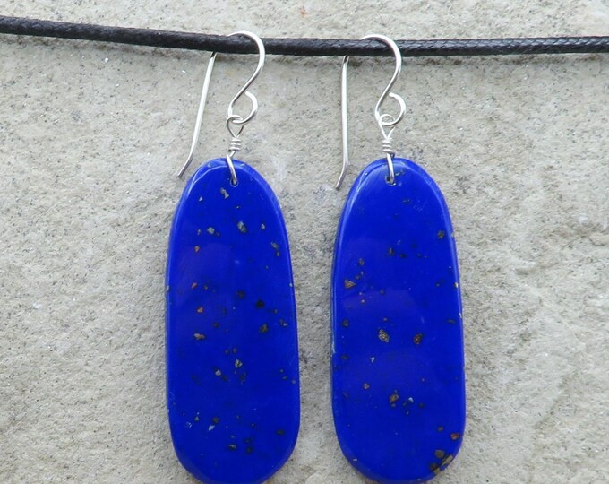 Native American Jewelry-santo Domingo Stone Jewelry-lapis Slab Earrings ...