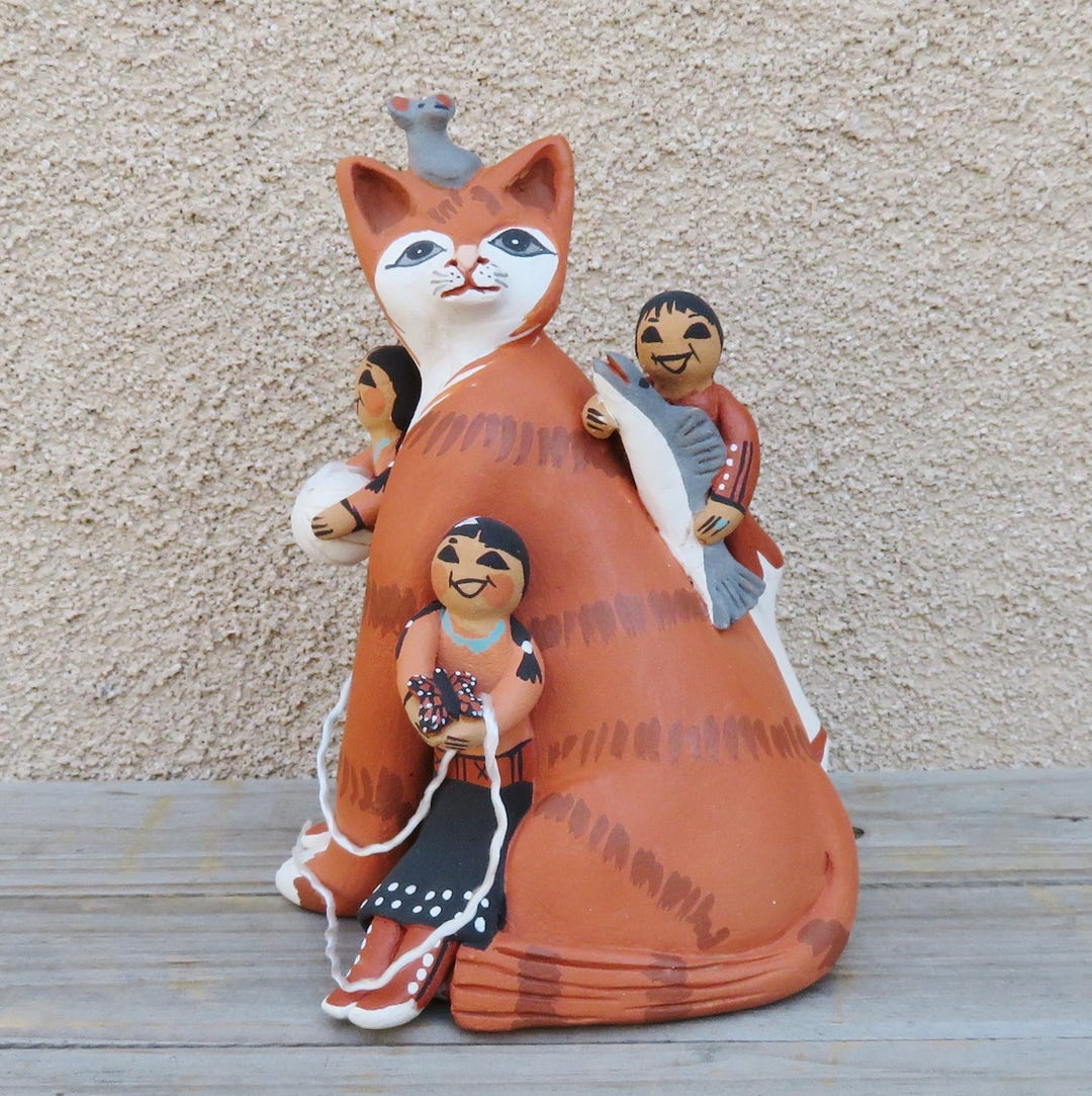 Native American Pottery-authentic Jemez Pueblo Pottery-cat STORYTELLER ...