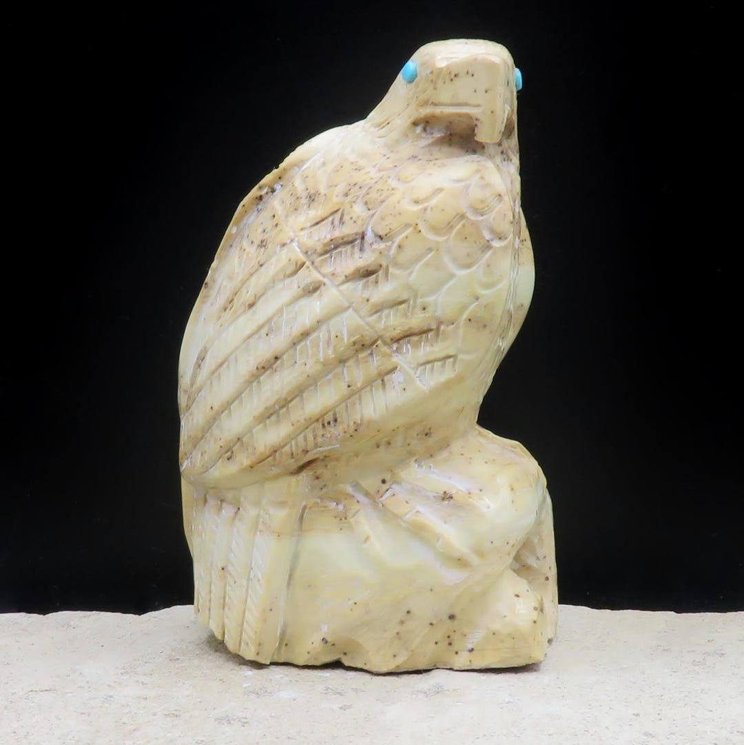 Zuni Fetish-native American-zuni Carving-dolomite Large PERCHED Eagle ...