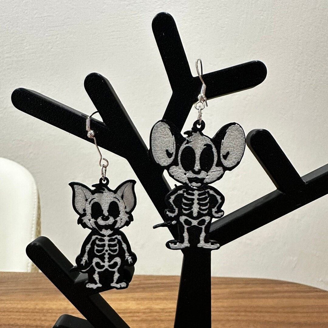 Tom & Jerry 3D Printed Skeleton Earrings | Halloween Jewelry | Spooky ...