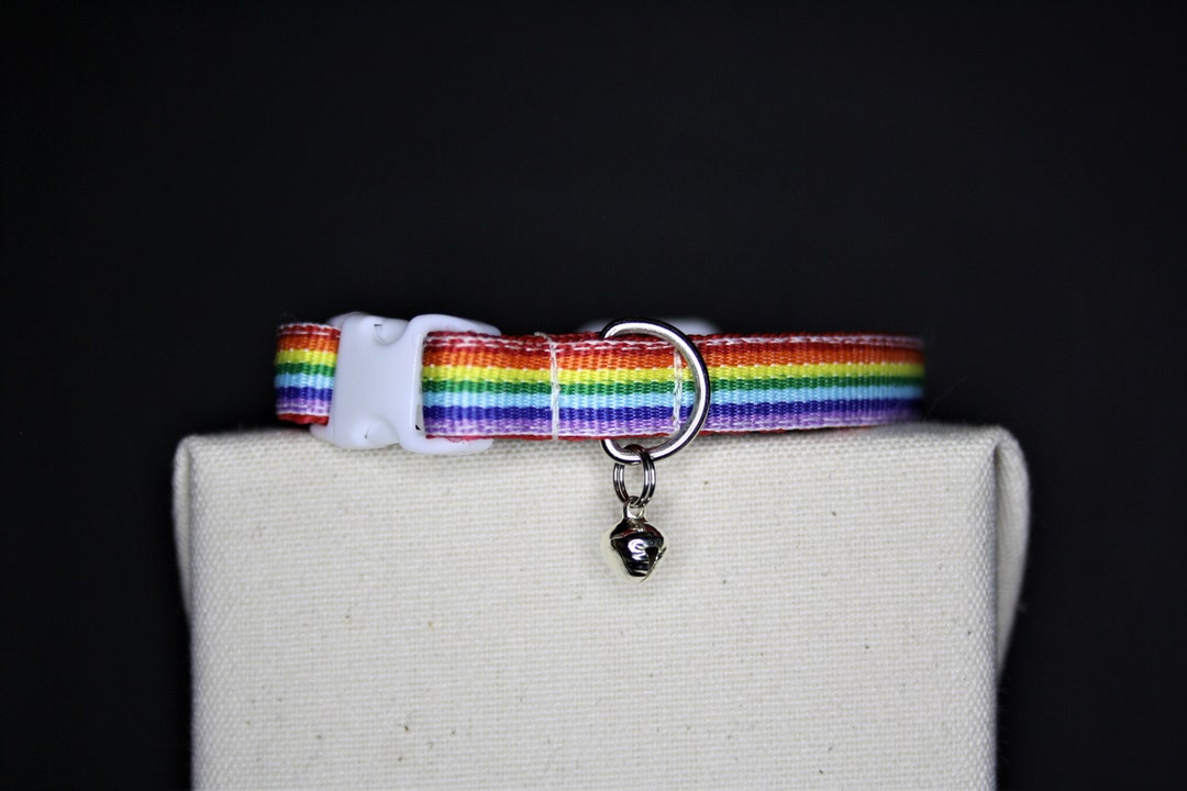 CAT COLLAR Kitten Collar PRIDE Rainbow Collar Handmade Collar Bell ...