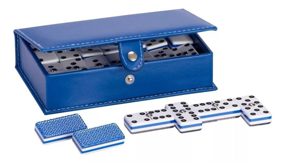 Domino Game Set Double 6 Blue Color Cards Style Dominoes | Etsy
