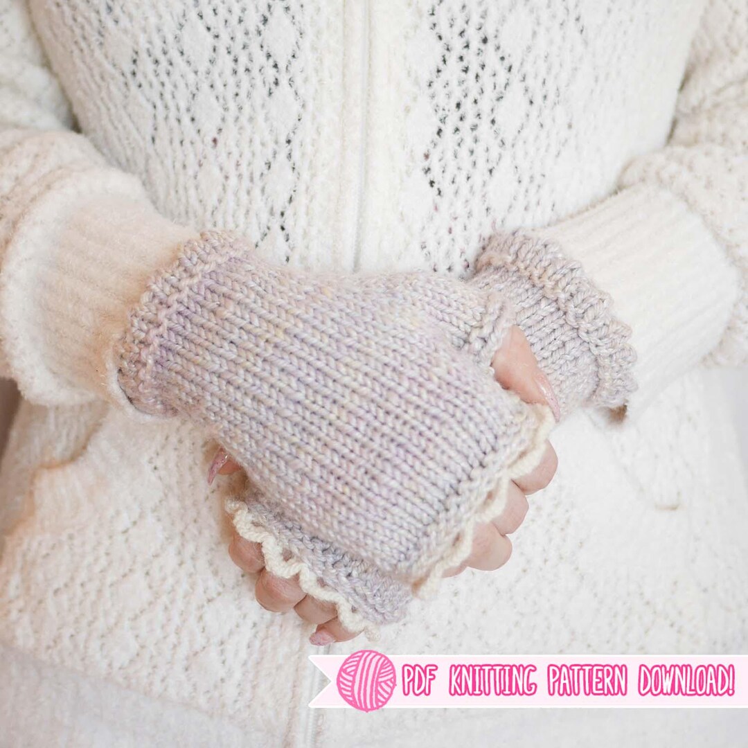 Lace Fingerless Gloves Knitting Pattern | Coquette Knit Mitts (PDF ...
