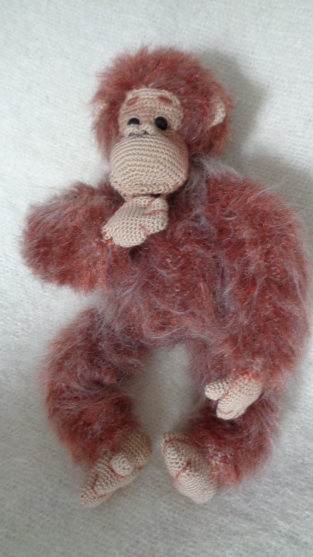 Elvis the Oran-utang Monkey Jungle Fluffy Crocheted Toy Amigurumi Cute ...