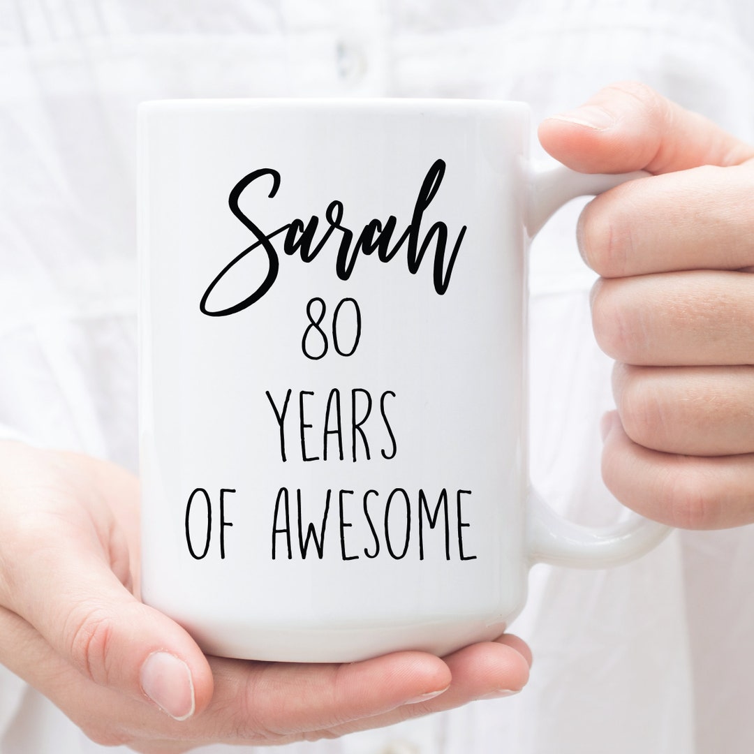 Custom 80th Birthday Cup for Her, Personalized 80th Birthday Gift for ...