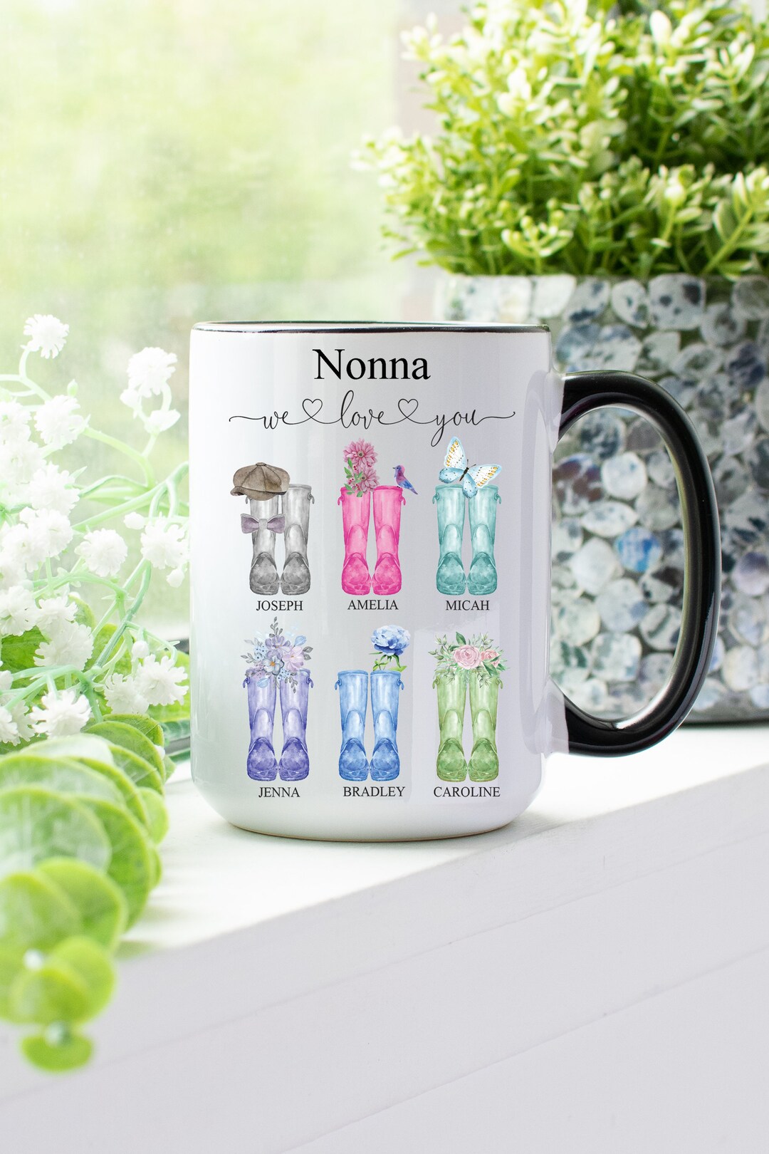 Custom Nonna Gifts From Grandkids, Personalized Nonna Mug, Boots Design ...