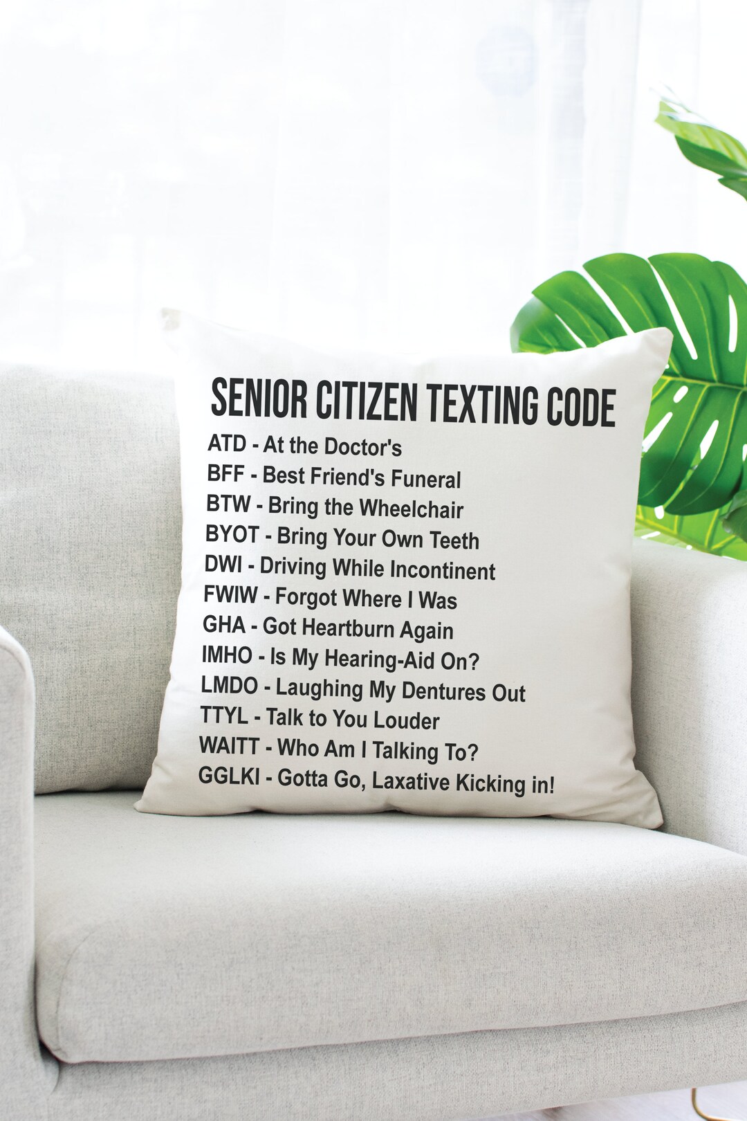 Senior Citizen Texting Code Pillow Cover, Father's Day Gift, Funny Gag ...