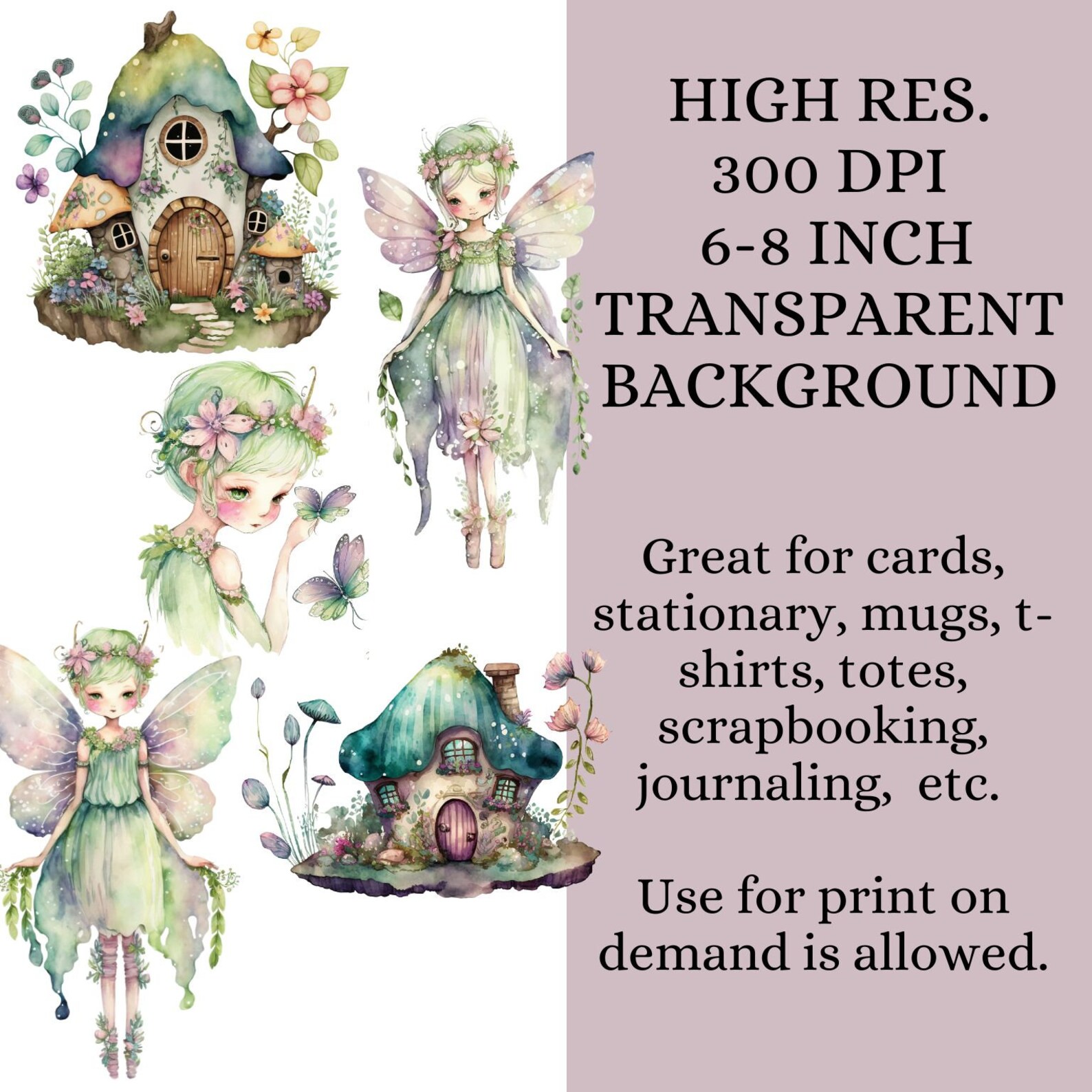 Fairy Watercolor Clipart Whimsical PNG Bundle Magical Fairy - Etsy