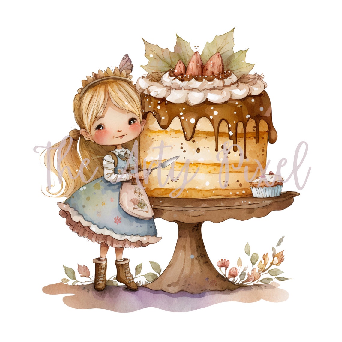 Watercolor Bakery Clipart Set Cakes and Cupcakes PNG Set - Etsy