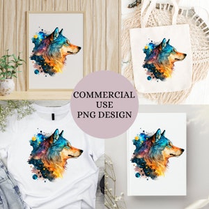 Celestial Wolf Clipart, Mystical Wolf Sublimation Design, Commercial ...