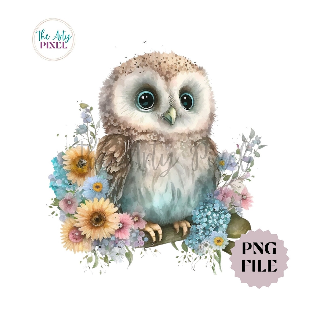 Cute Owl Watercolor Clipart, Owl Sublimation Design, Kids Clipart ...