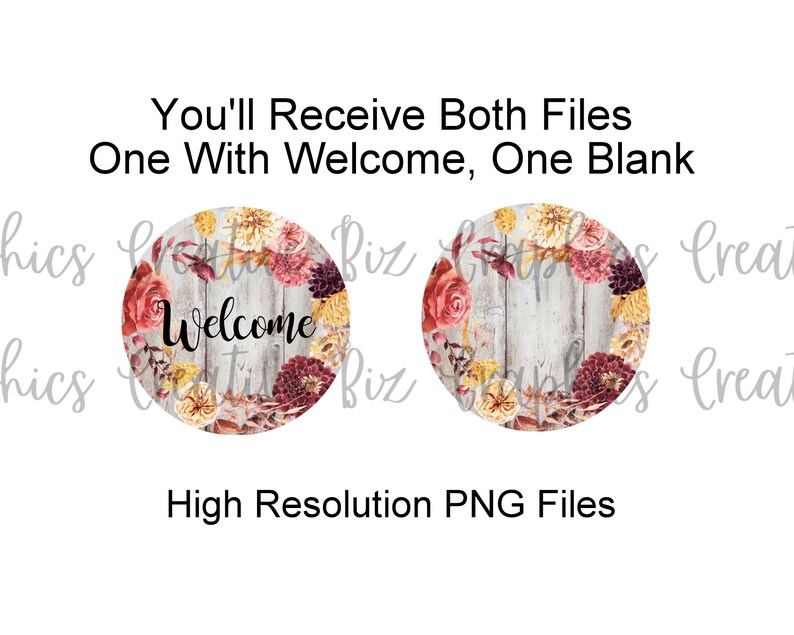 Sublimation Welcome Sign PNG, Fall Floral Graphics, Door Hanger ...