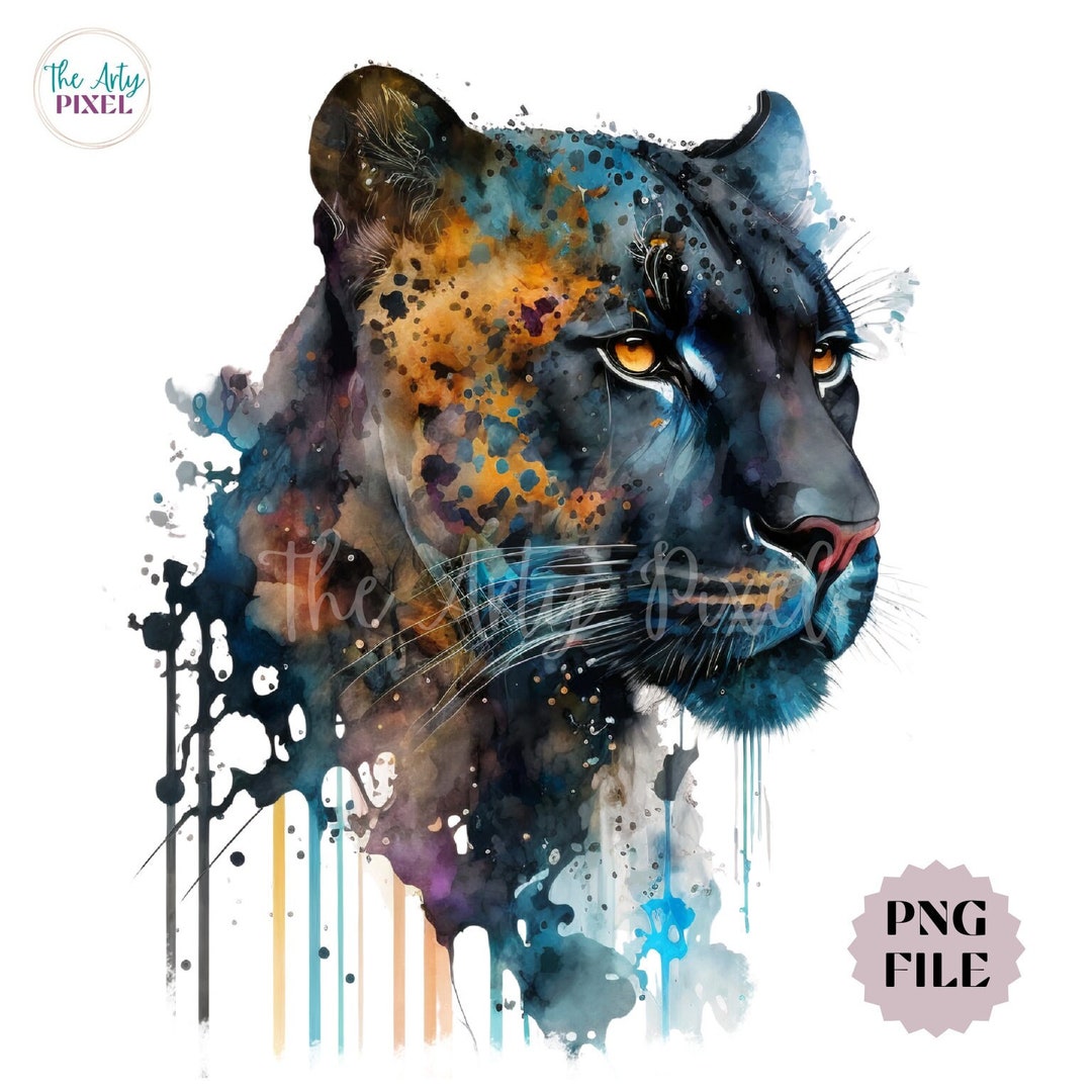 Panther PNG Clipart, Wildlife Sublimation, Watercolor Panther Digital ...