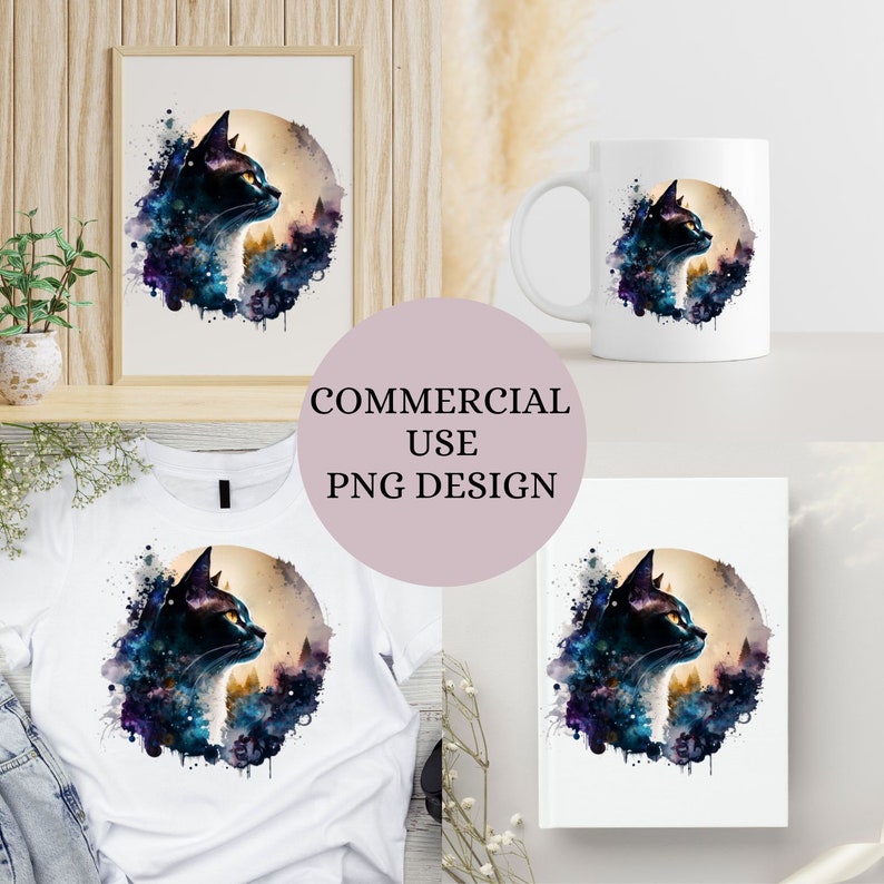 Watercolor Cat Clipart Fantasy Sublimation Design Cat Splash - Etsy