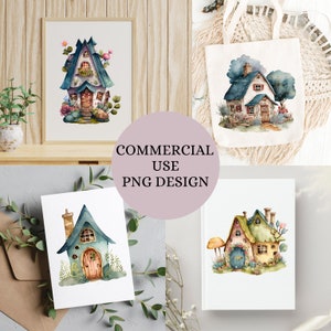 Cute Cottage Clipart, Watercolor Houses, Cozy Cottages Bundle, PNG for ...