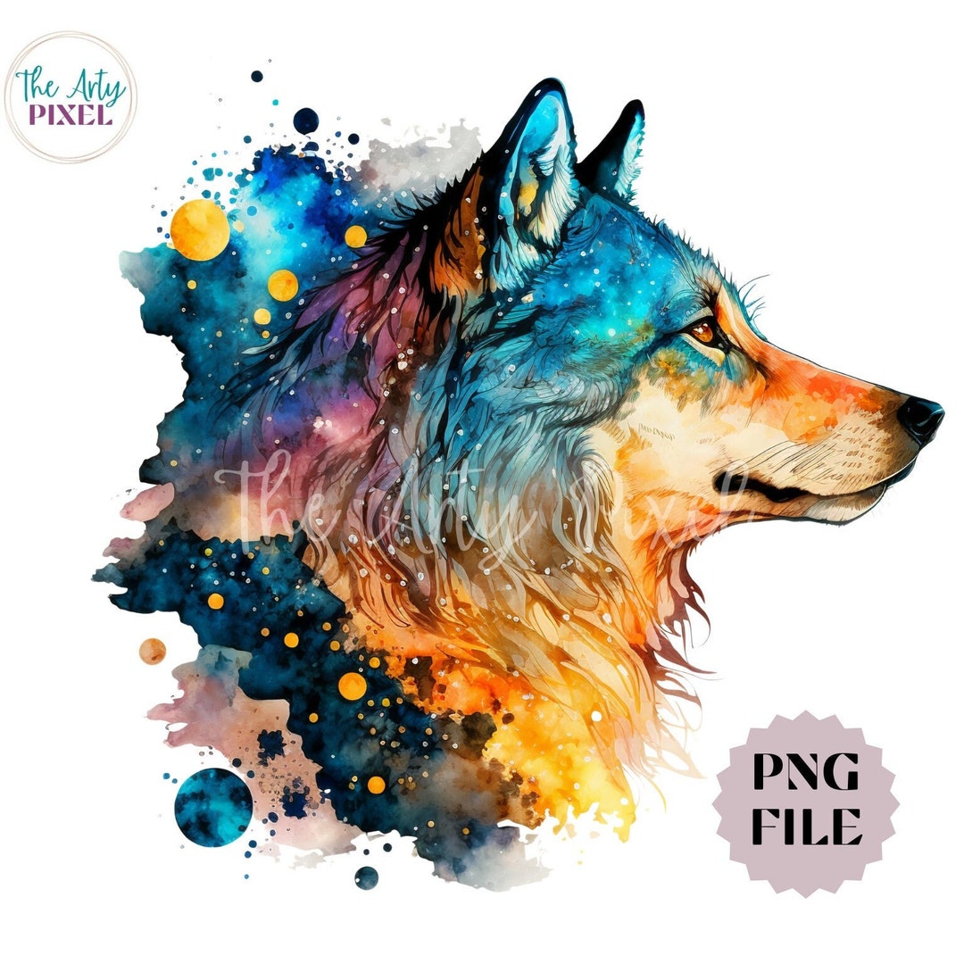 Celestial Wolf Clipart, Mystical Wolf Sublimation Design, Commercial ...