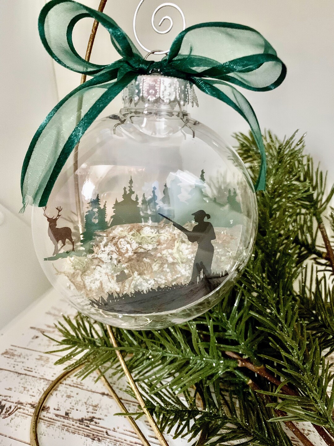 Floating Ornament Female Deer Hunter Scene - Hunting Ornament. Girls ...