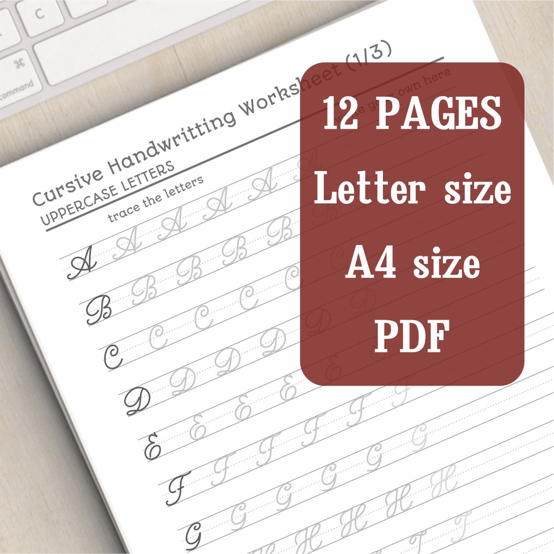 Cursive Practice Worksheets Printable 12 Pages for Middle - Etsy