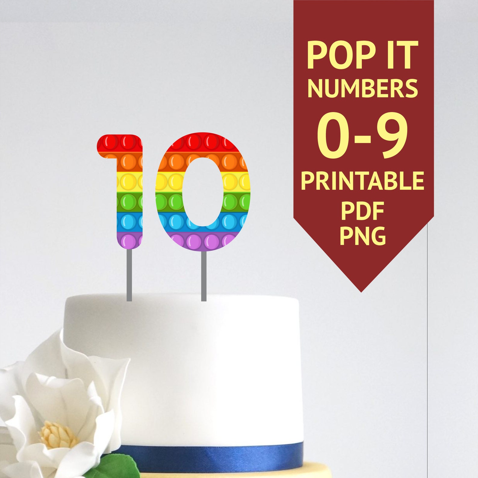 Pop It Style Number 1-0 for Party Birthday. PDF PNG Format - Etsy