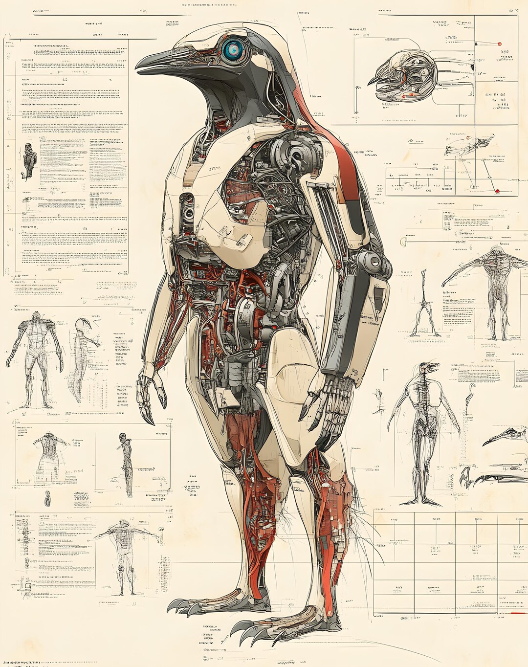 Terminator Penguin Anatomy Study | 11x14 High-resolution Digital Art ...