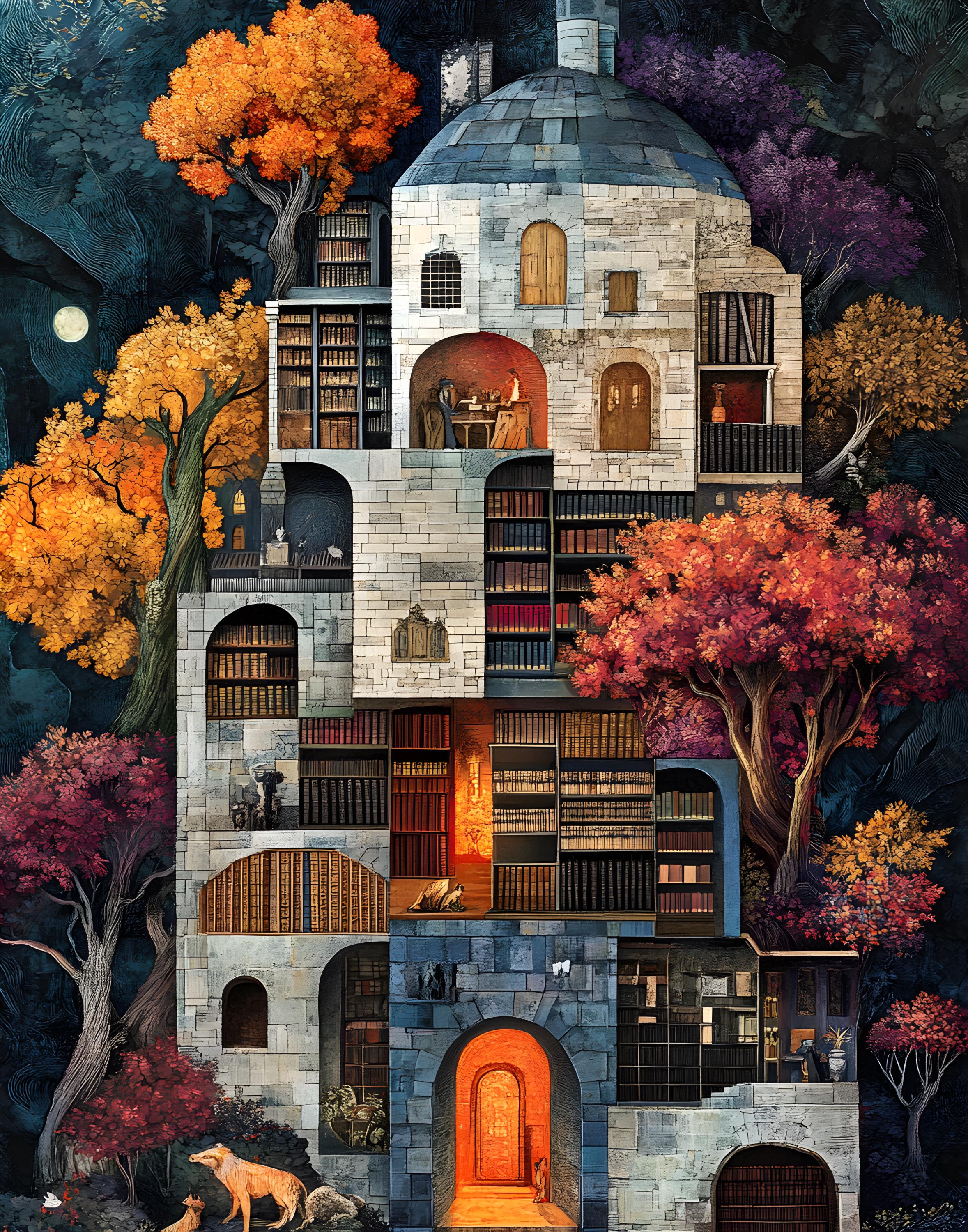 Library 11x14 High-resolution Digital Art Print Withered Tree in Gray ...