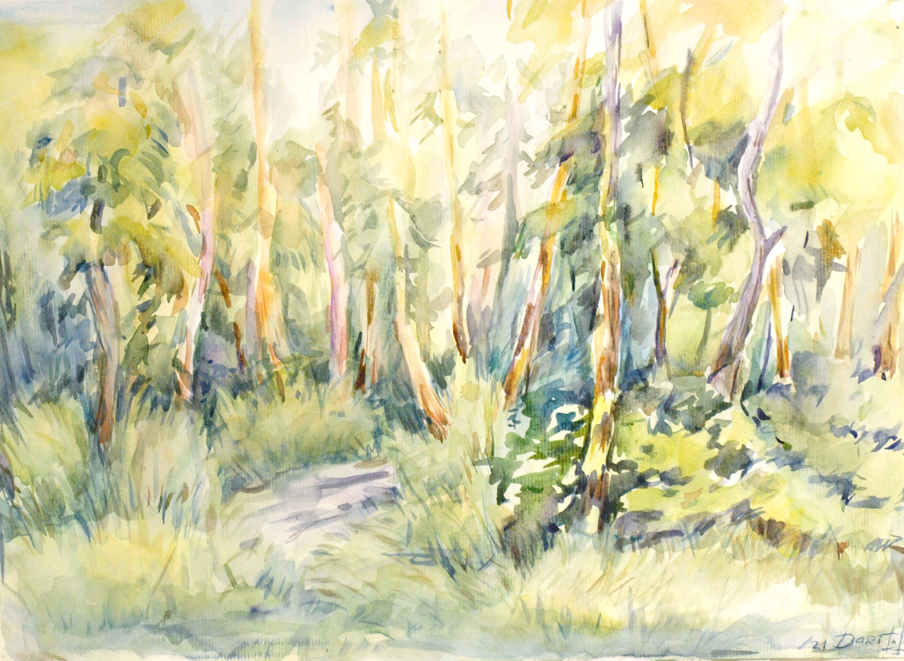 Pine Forest Painting Pine Nature Pine Watercolor Pine Tree - Etsy