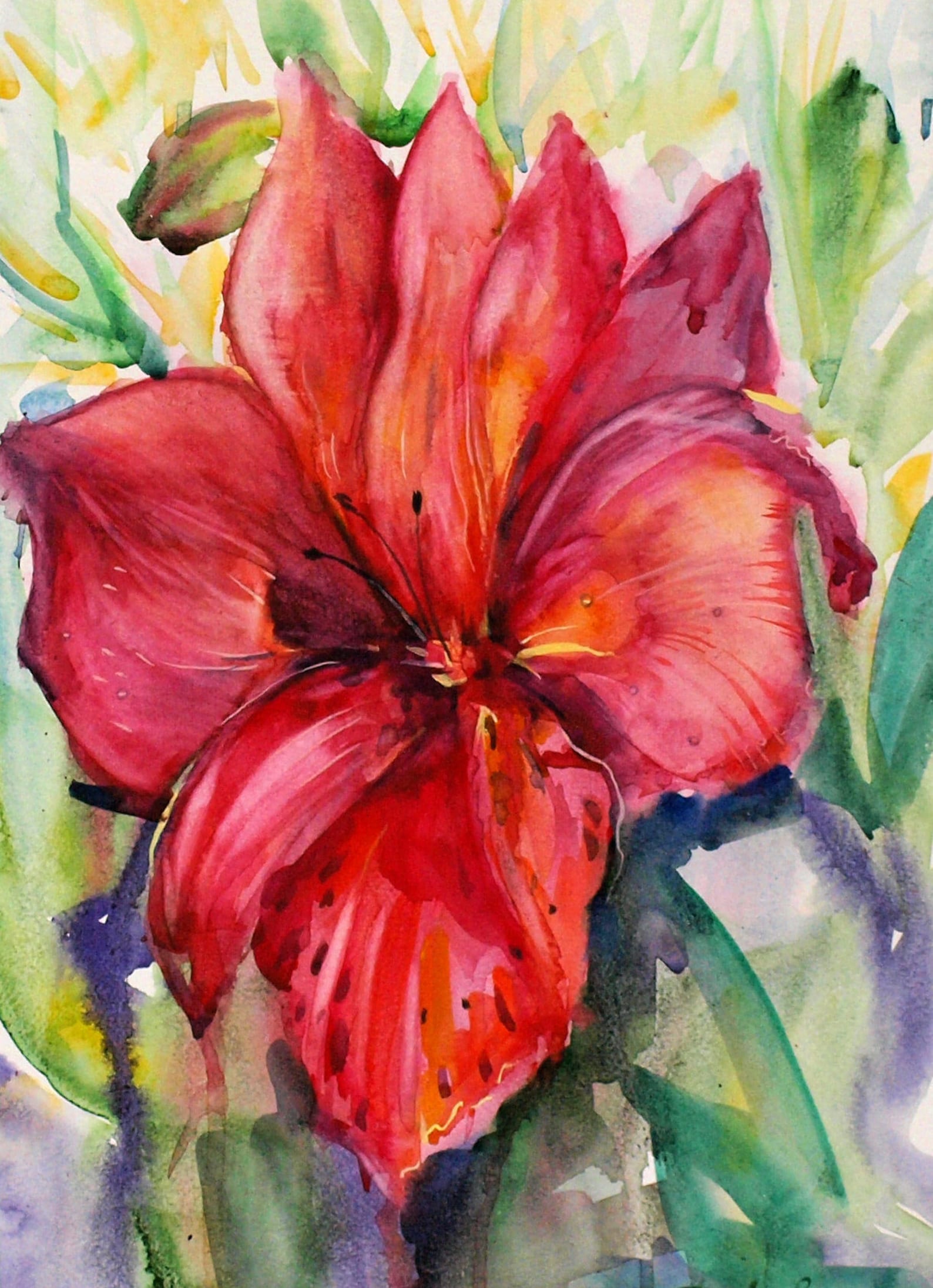 Red Flower Art Red Abstract Flower Red Watercolor Flower Red - Etsy