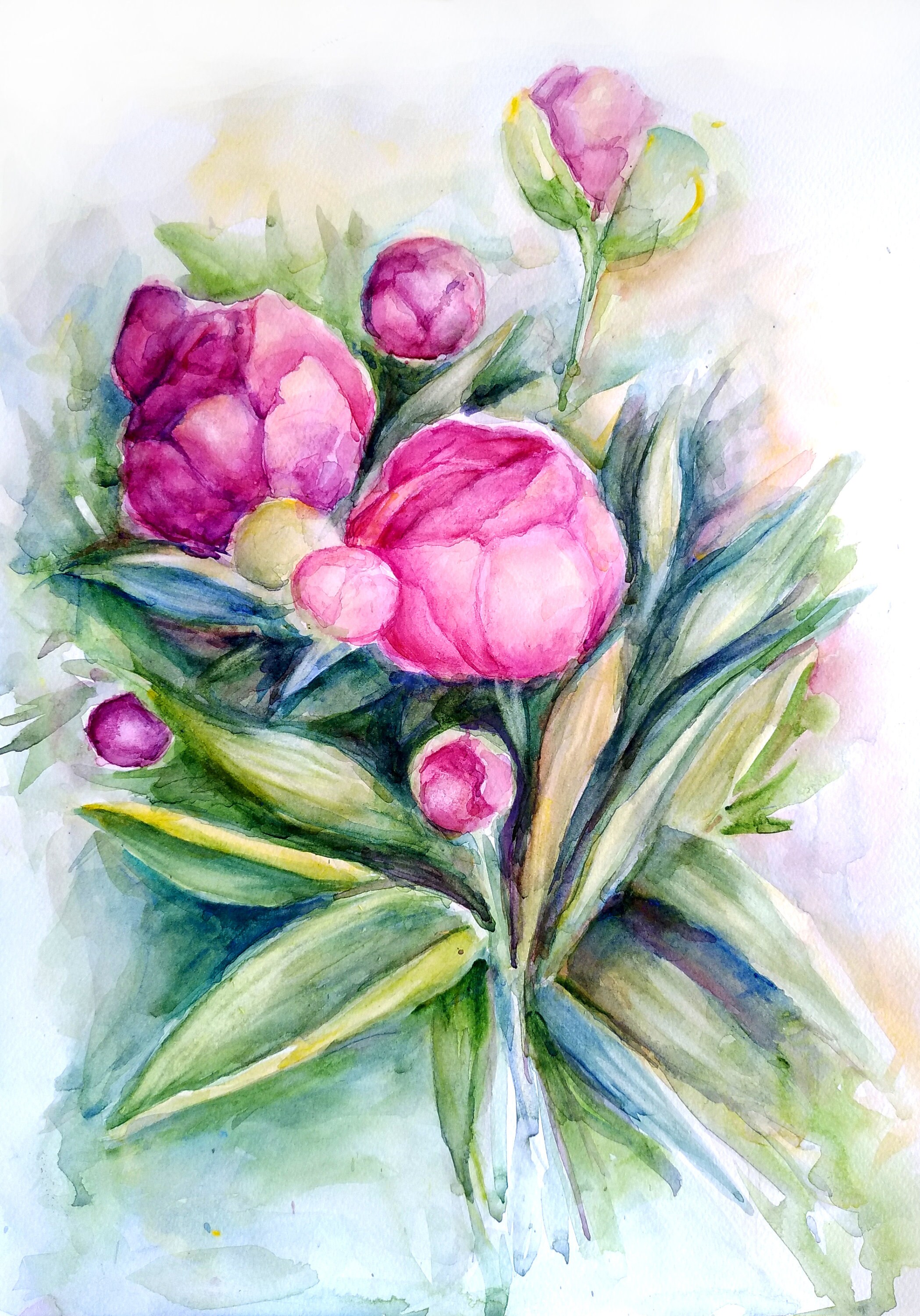 Peony Painting Peony Art Peony Flower Painting Peony Wall Art Peony ...