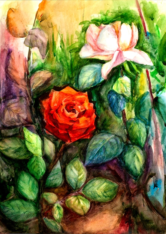 Rose Artwork Red Rose Painting Original Painting of Roses | Etsy