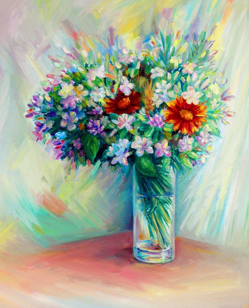 Oil Flowers Art Floral Oil Art Flowers Large Canvas Flowers - Etsy