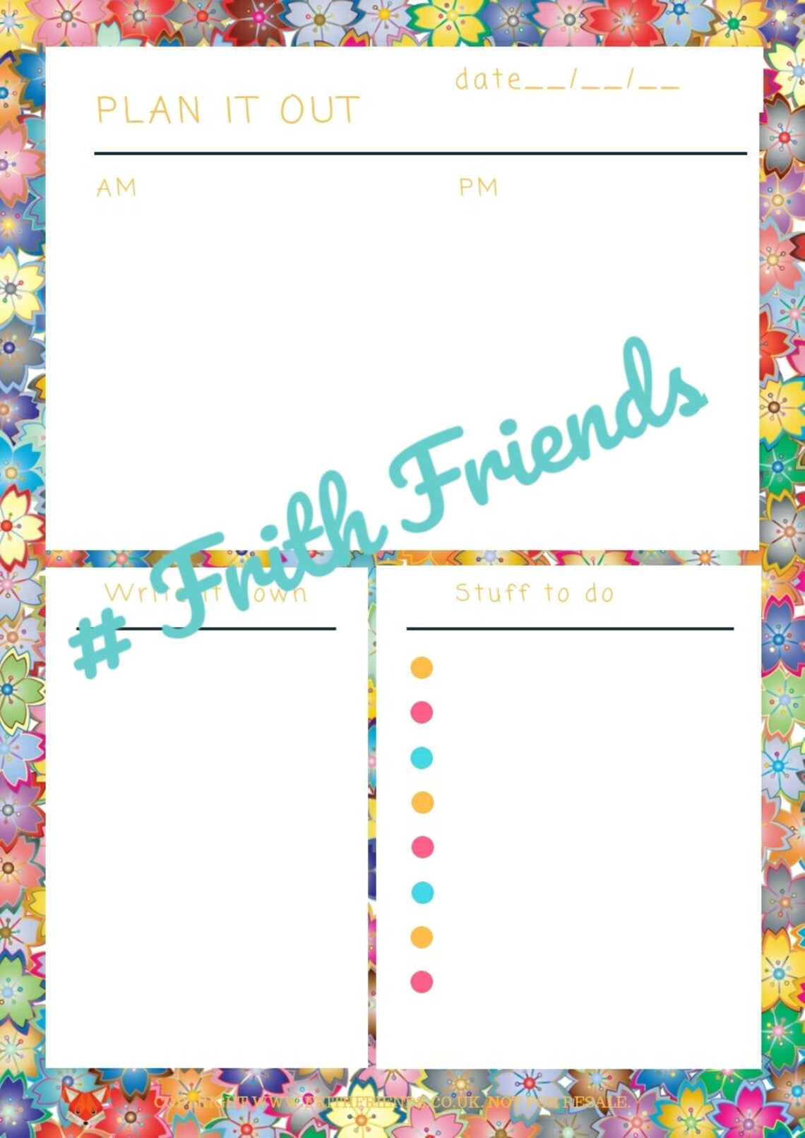 Flower Daily Planner Printable Plan It Out Downloadable - Etsy